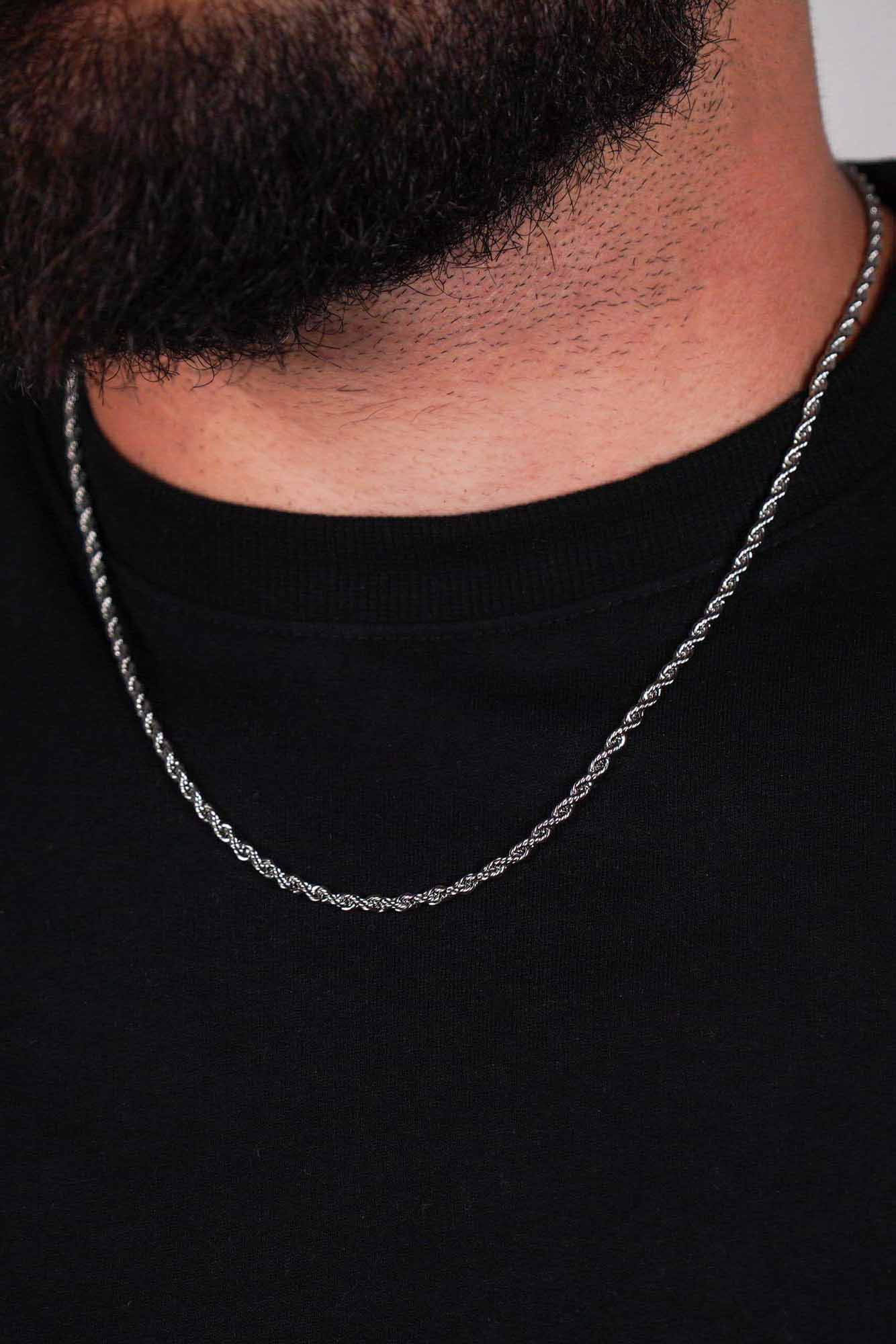 Men's Silver Chain Necklace | Rope | 3mm Width | Atolio Vegas